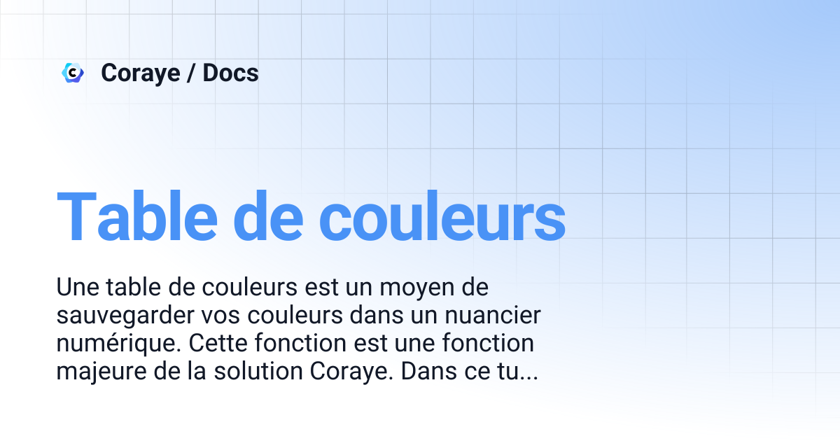 Table de couleurs | Français | Coraye / Docs