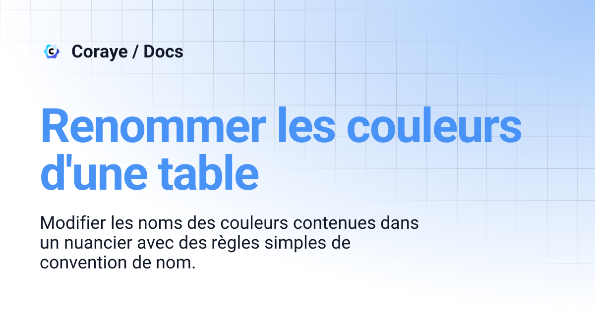 Renommer les couleurs d'une table | Français | Coraye / Docs