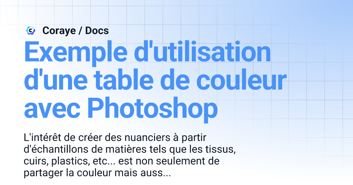 Exemple d'utilisation d'une table de couleur avec Photoshop | Coraye / Docs