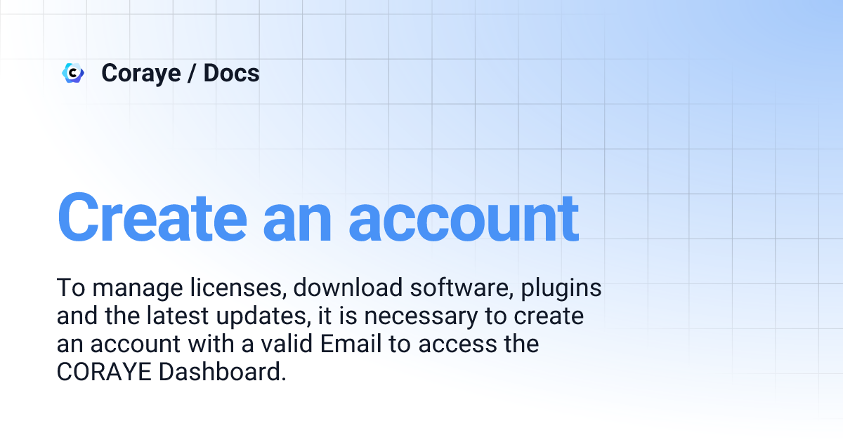 Create an account | Coraye / Docs