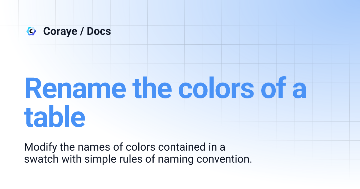 Rename the colors of a table | Coraye / Docs