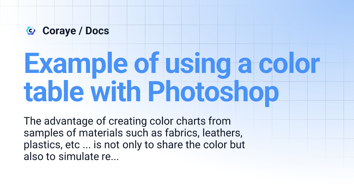 Example of using a color table with Photoshop | Coraye / Docs